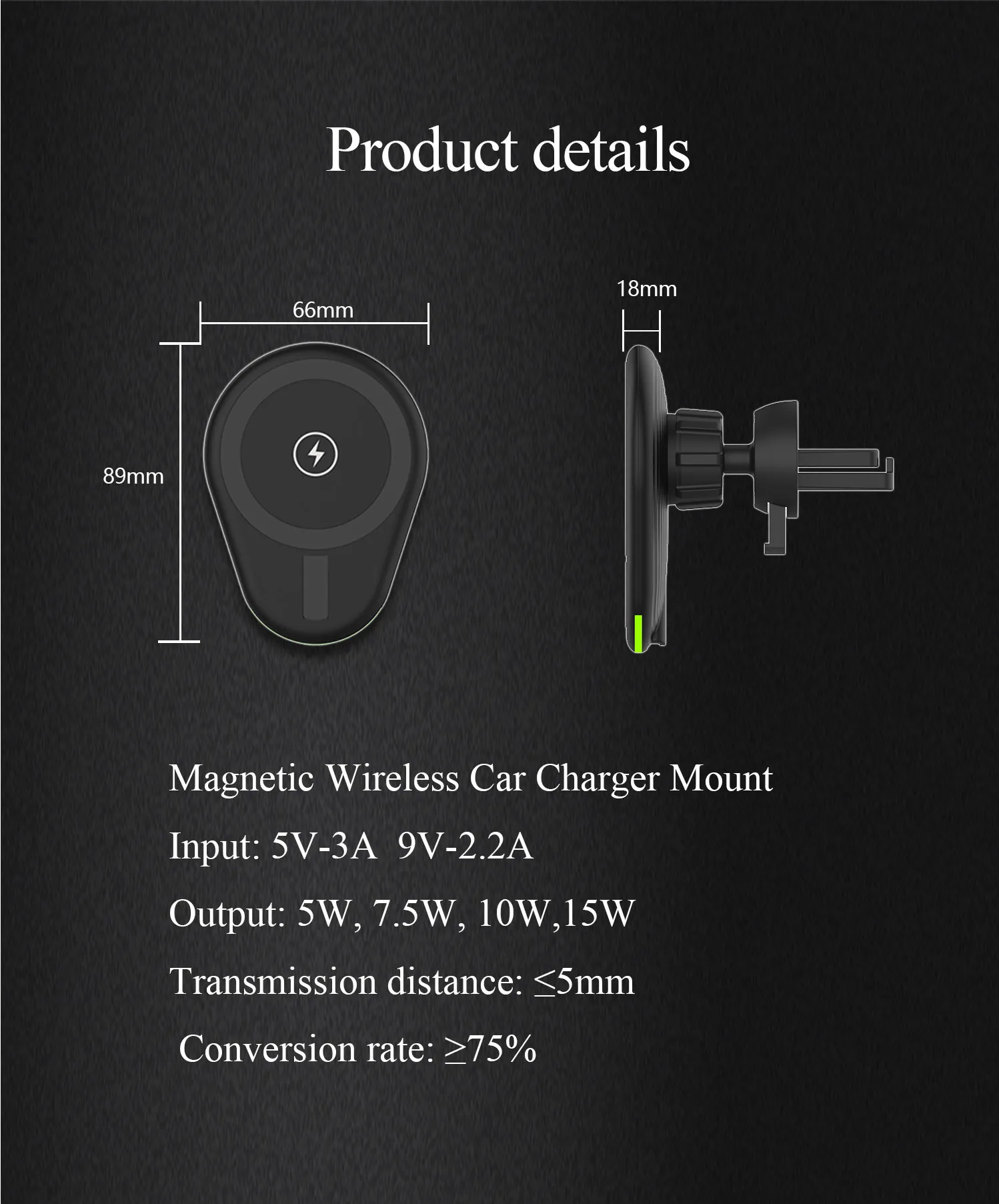 15W multi-function wireless charger car air vent magnetic for iphone ...